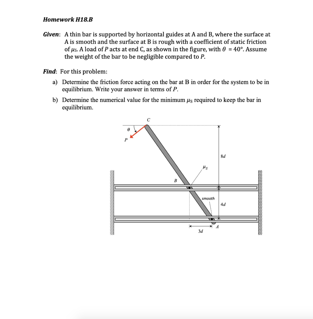 Solved Homework H18.B Given: A thin bar is supported by | Chegg.com