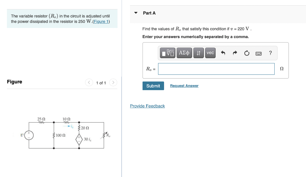 Solved The variable resistor (Ro) in the circuit is adjusted | Chegg.com