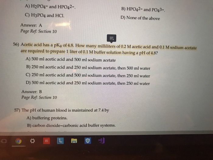 Solved A) H2PO4- and HPO42-. B) HPO42- and PO43- C) H3PO4 | Chegg.com