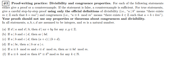 Solved #2 Proof-writing practice: Divisibility and | Chegg.com