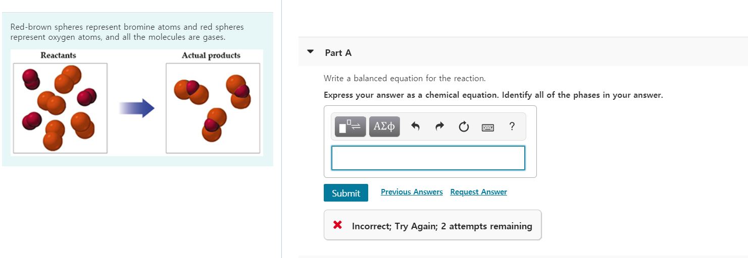 Solved Red-brown spheres represent bromine atoms and red | Chegg.com