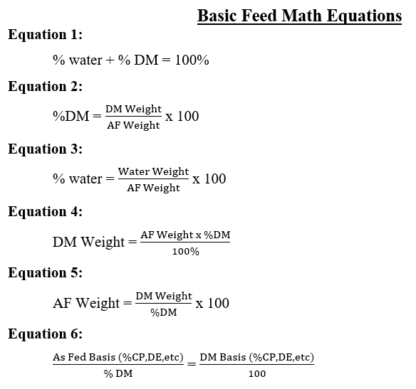 Solved Basic Feed Math Equations Equation 1: % water | Chegg.com
