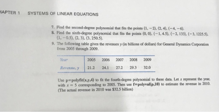 Solved APTER 1 SYSTEMS OF LINEAR EQUATIONS 7. Find the | Chegg.com