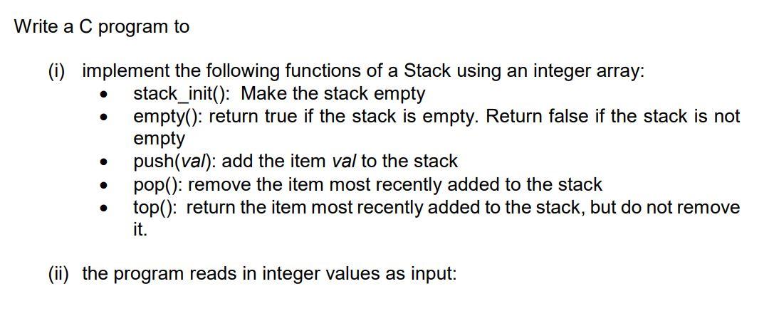 Solved Nrite a C program to (i) implement the following | Chegg.com