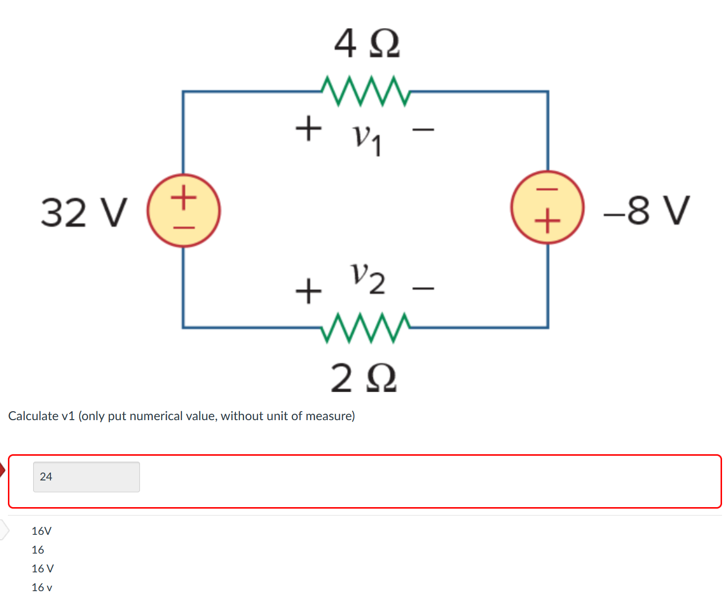 Solved Calculate v1 (only put numerical value, without unit | Chegg.com