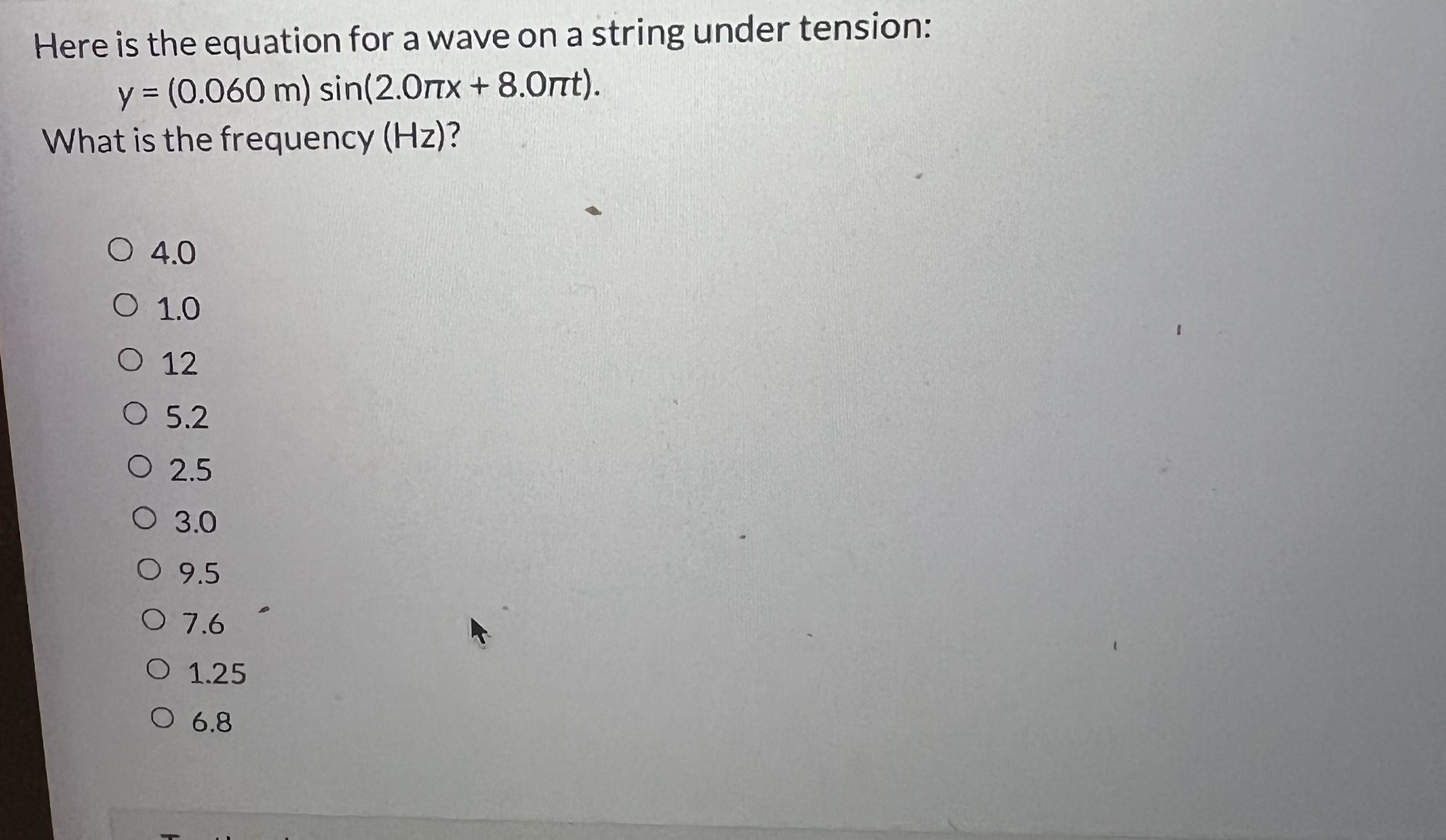 Solved Here is the equation for a wave on a string under | Chegg.com