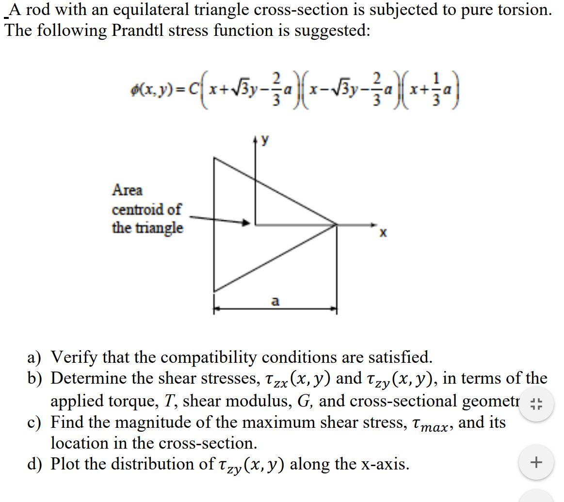 A rod with an equilateral triangle cross-section is | Chegg.com