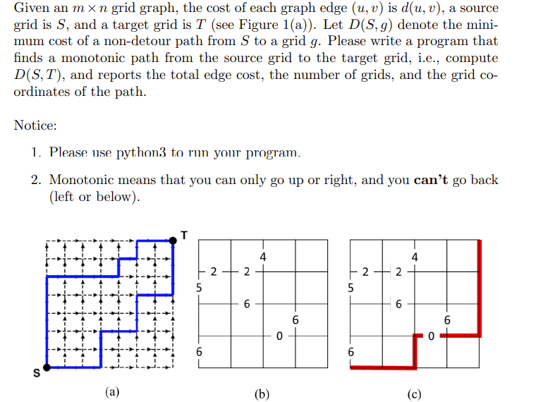 Given an m x n grid graph, the cost of each graph | Chegg.com