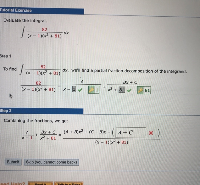Solved Tutorial Exercise Evaluate the integral. 30 82 dx x | Chegg.com
