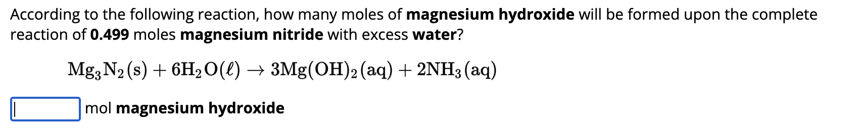 Solved According to the following reaction, how many moles | Chegg.com