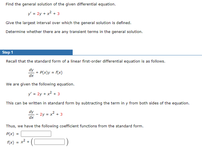 Solved Differential Equations Please help find the general | Chegg.com