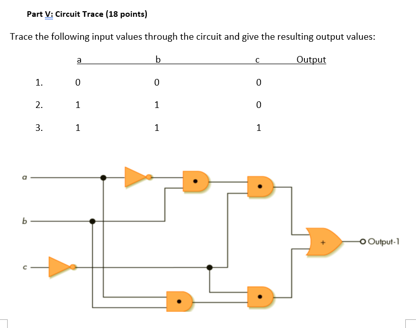 Solved Part V: Circuit Trace (18 points) Trace the following | Chegg.com