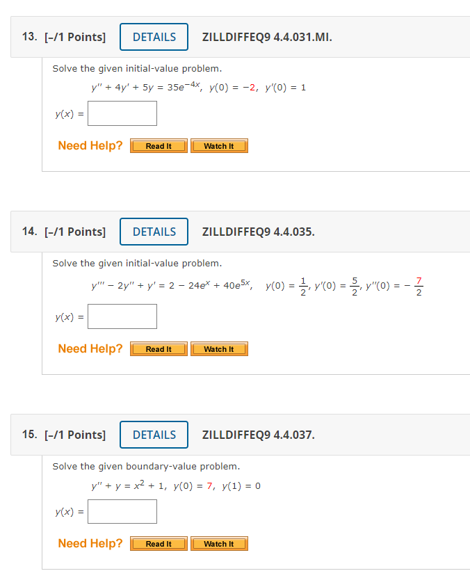 Solved -/1 Points] ZILLDIFFEQ9 4.4.031.MI. Solve the given | Chegg.com
