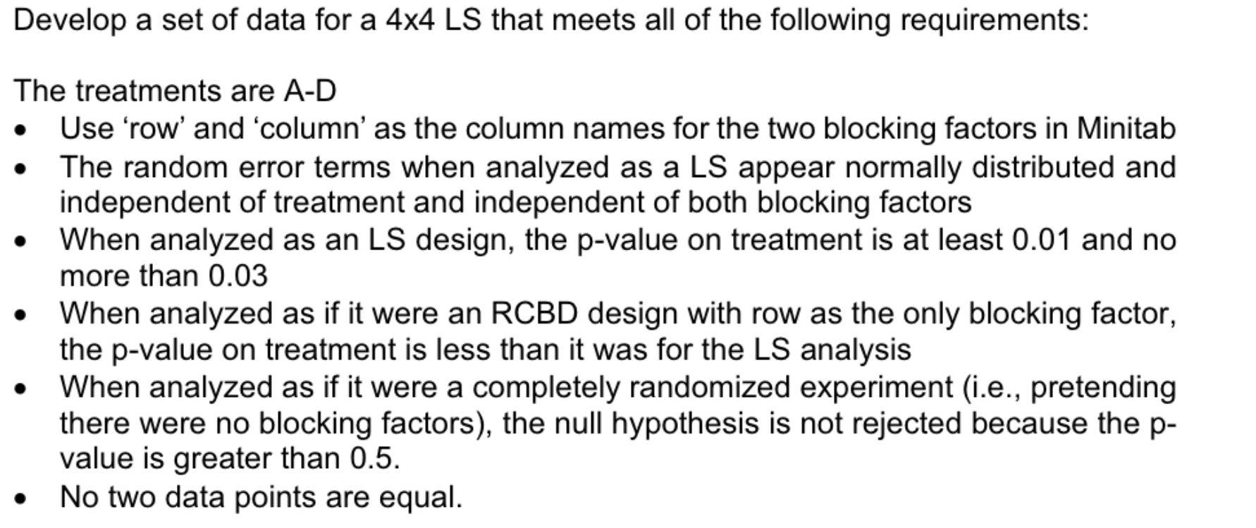 Solved Develop a set of data for a 4×4 ﻿LS that meets all of | Chegg.com