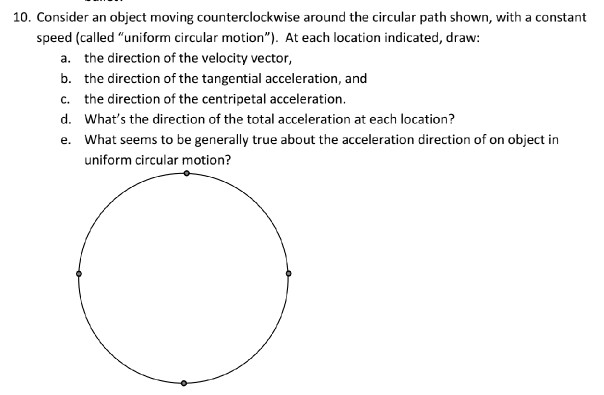 Solved 10. Consider an object moving counterclockwise around | Chegg.com