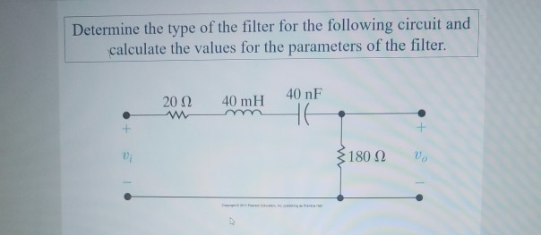 Solved Determine the type of the filter for the following | Chegg.com