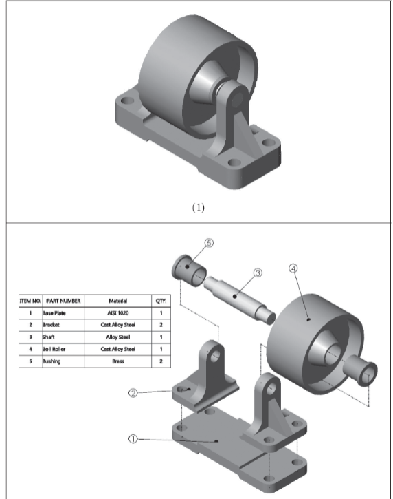 Solved (1) ITEM NO PART NUMBER QTY. Base Plate 1 Bracket | Chegg.com