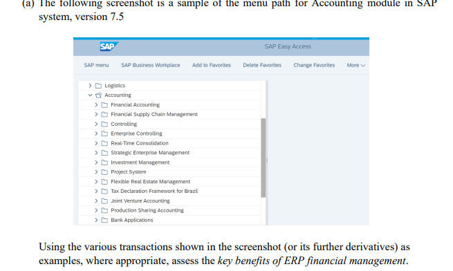 Solved (a) The following screenshot is a sample of the menu | Chegg.com