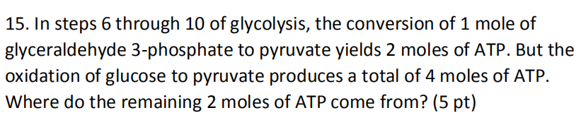 Solved 15. In steps 6 through 10 of glycolysis, the | Chegg.com