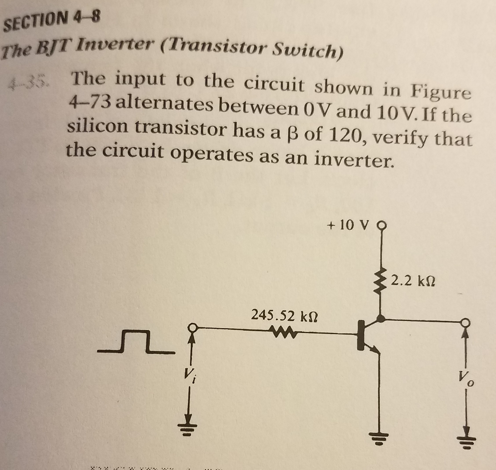 Solved SECTION 4-8 The BJT Inverter (Transistor Switch) The | Chegg.com