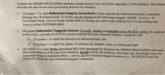 Solved Consider the ORDER-PROCESSING database schema shown | Chegg.com