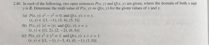 Solved 2.40. In each of the following, two open sentences | Chegg.com