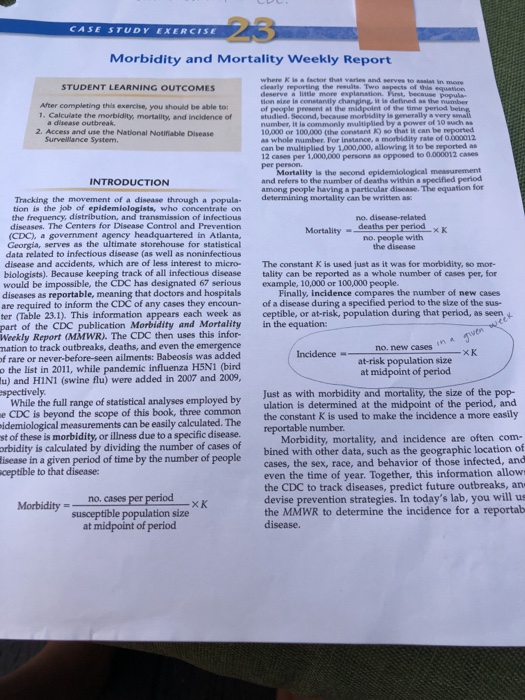 Solved CASE STUDY EXERC SE Morbidity and Mortality Weekly | Chegg.com