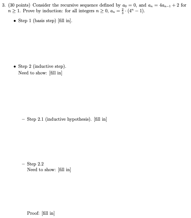 Solved 3 30 Points Consider The Recursive Sequence