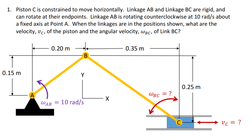 Solved 1. Piston C is constrained to move horizontally. | Chegg.com