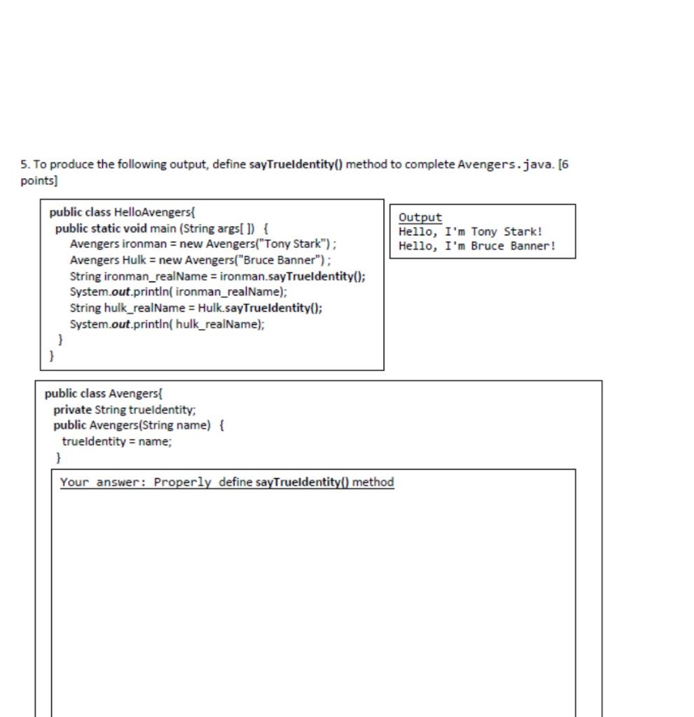 Solved 5. To produce the following output, define | Chegg.com