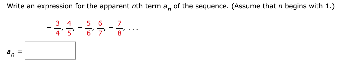 Solved Write an expression for the apparent nth term an of | Chegg.com