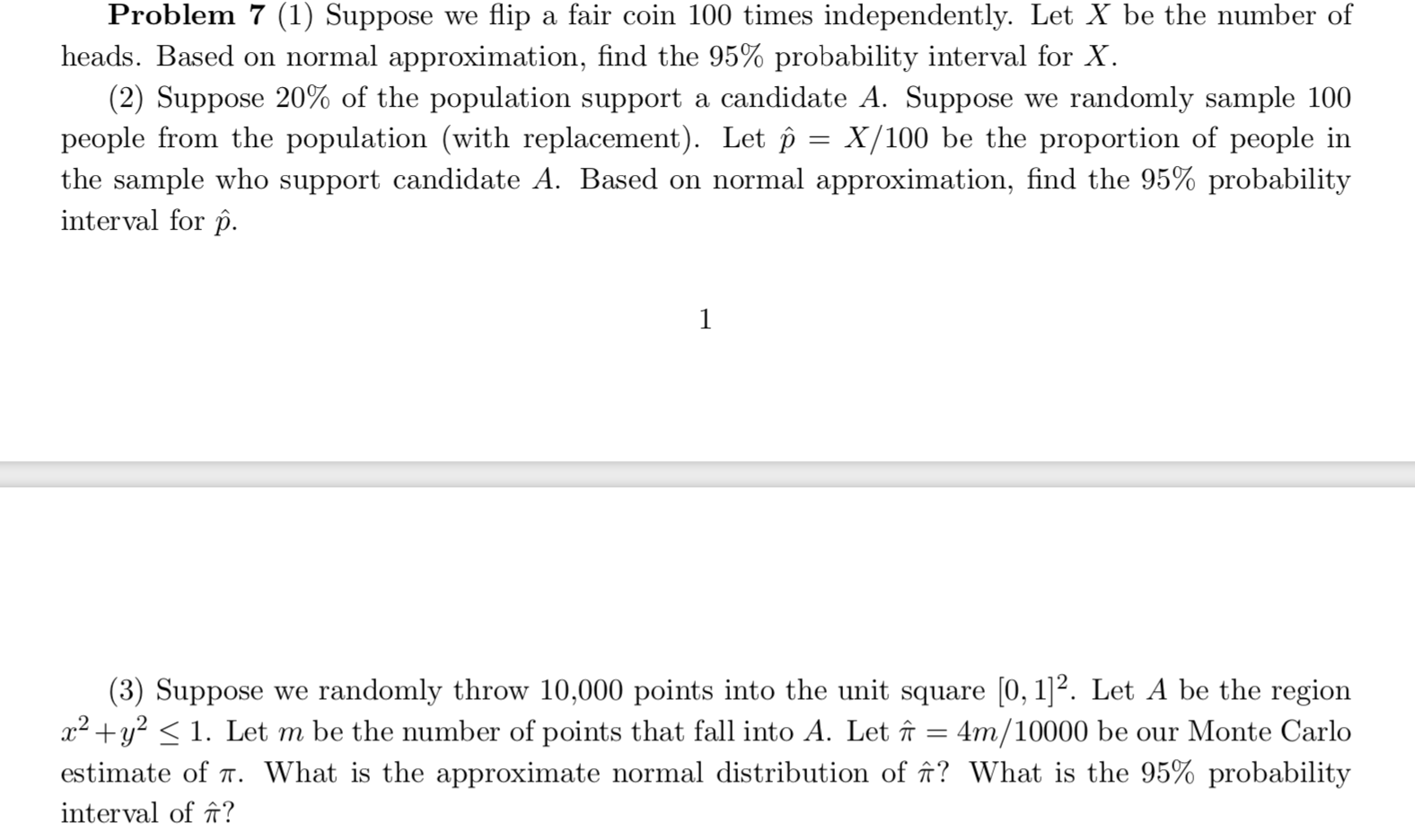 Solved Problem 7 (1) Suppose we flip a fair coin 100 times | Chegg.com