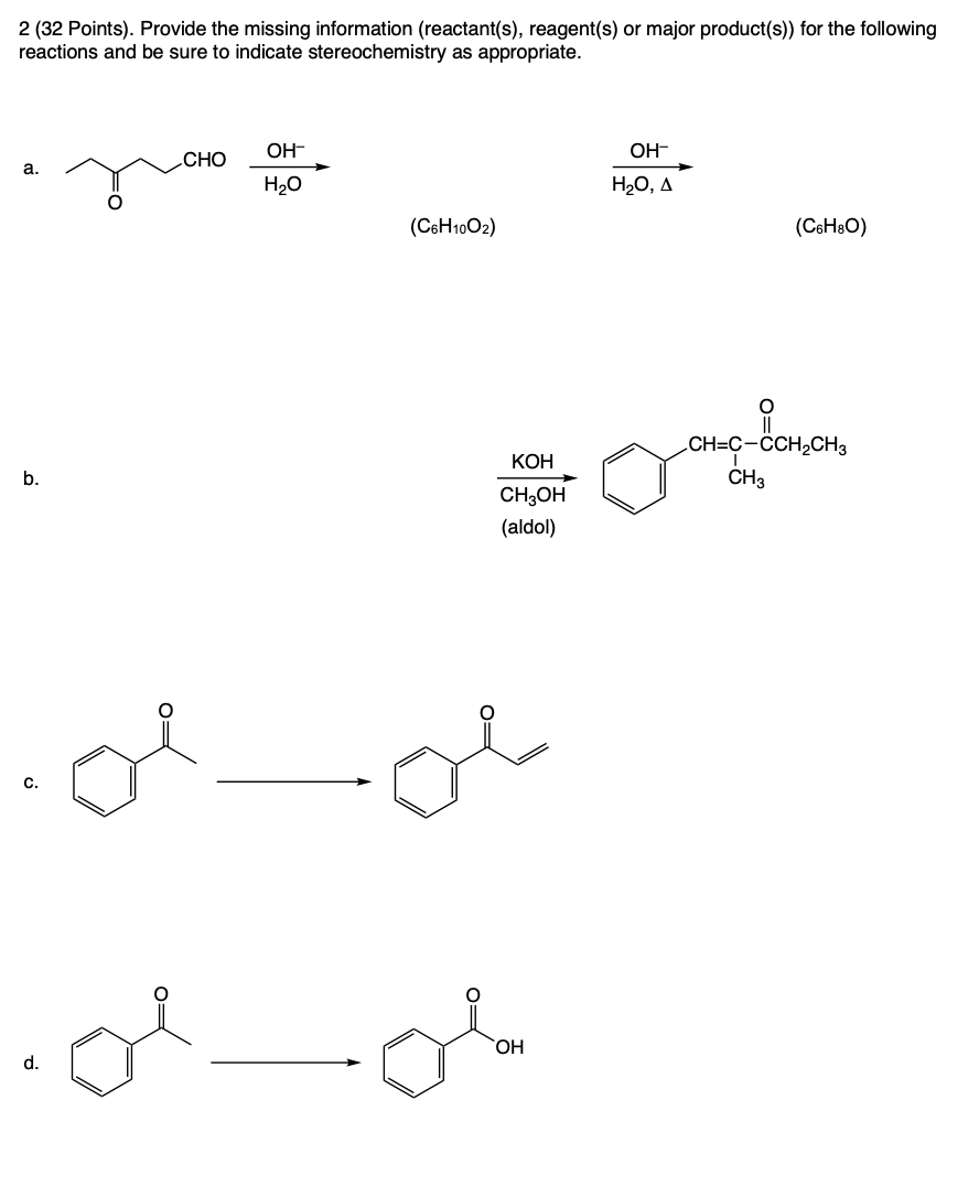 Solved 2 (32 Points). Provide the missing information | Chegg.com