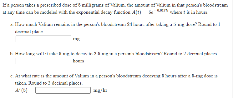 Solved f a person takes a prescribed dose of 5 milligrams of | Chegg.com