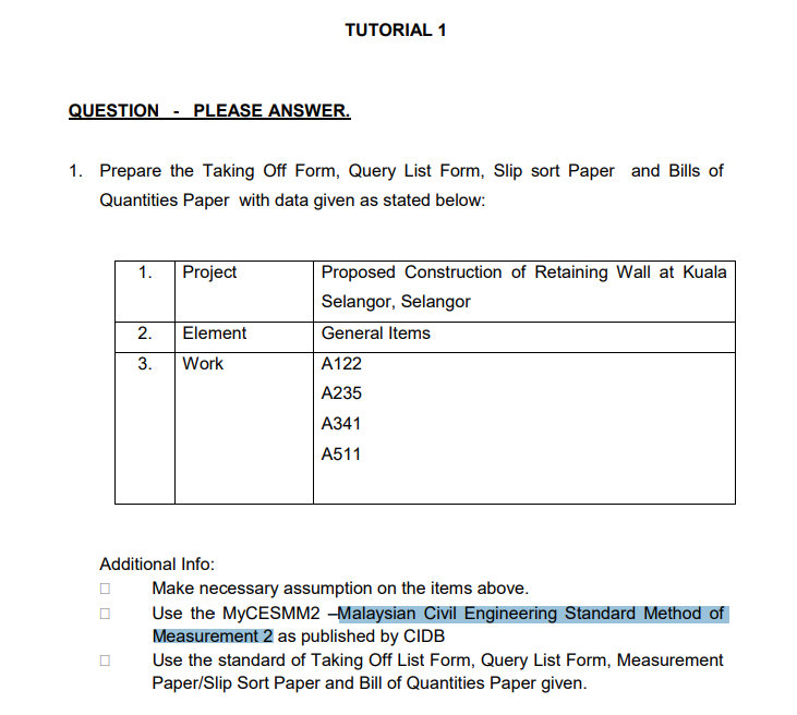 TUTORIAL 1 QUESTION - PLEASE ANSWER. 1. Prepare the | Chegg.com