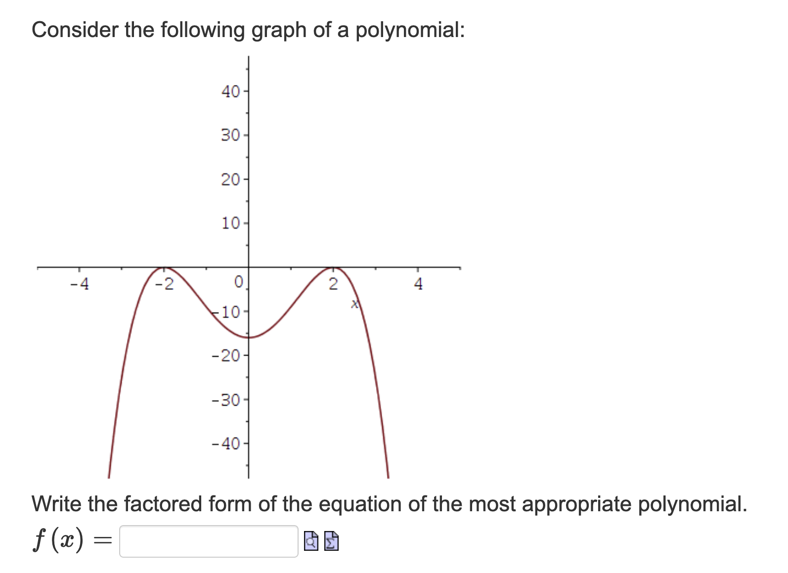 Solved Consider the following graph of a polynomial: Write | Chegg.com