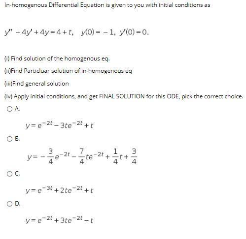 Solved This is a differential equations homework question | Chegg.com