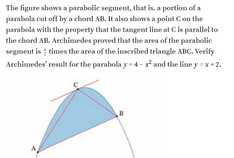 Solved The figure shows a parabolic segment, that is. a | Chegg.com