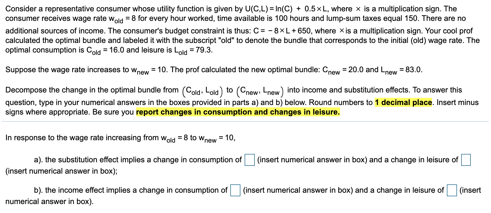 Consider a representative consumer whose utility | Chegg.com