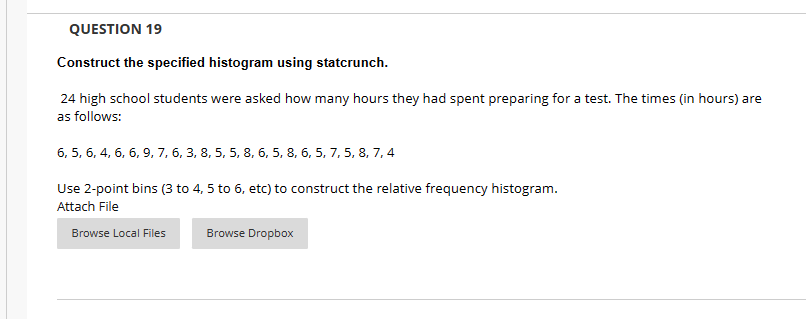Solved Construct the specified histogram using statcrunch. | Chegg.com
