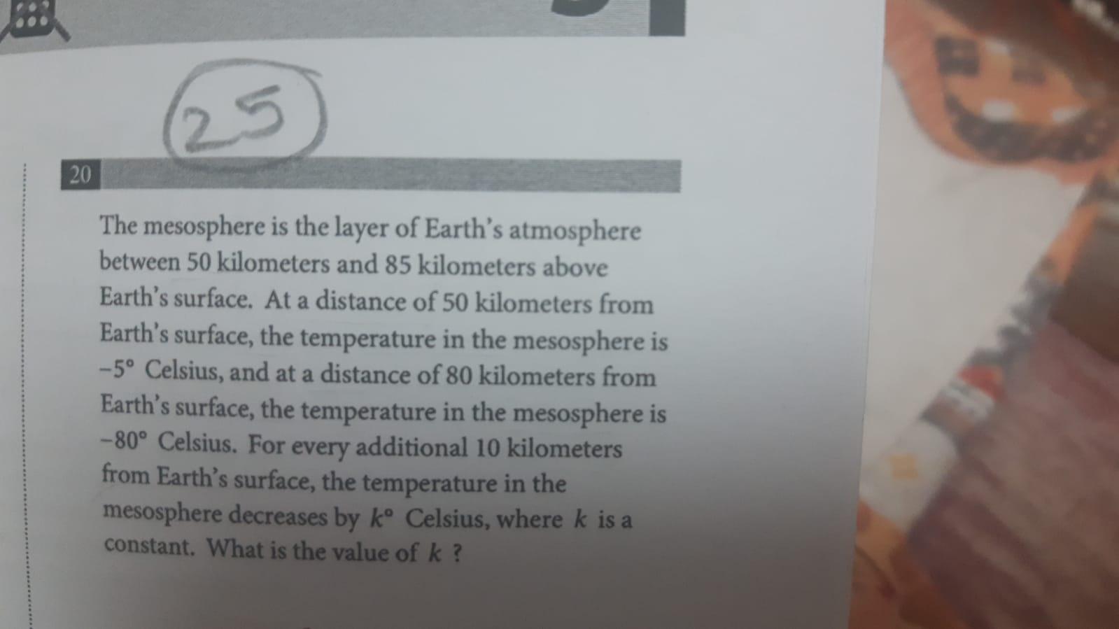 Solved s 20 The mesosphere is the layer of Earth's | Chegg.com