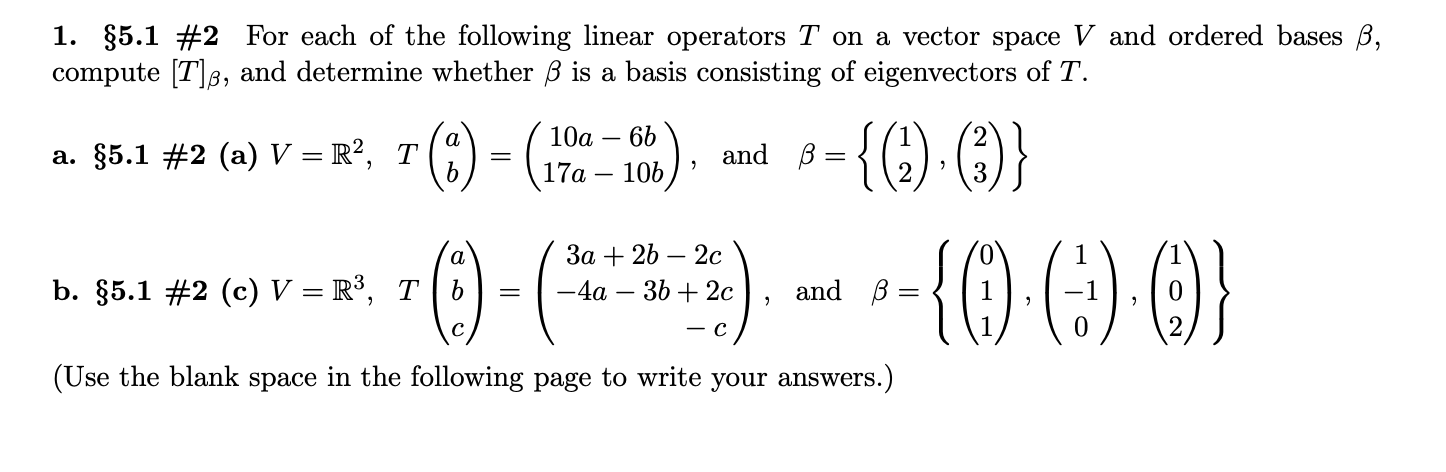 Solved 1. $5.1 \#2 For each of the following linear | Chegg.com