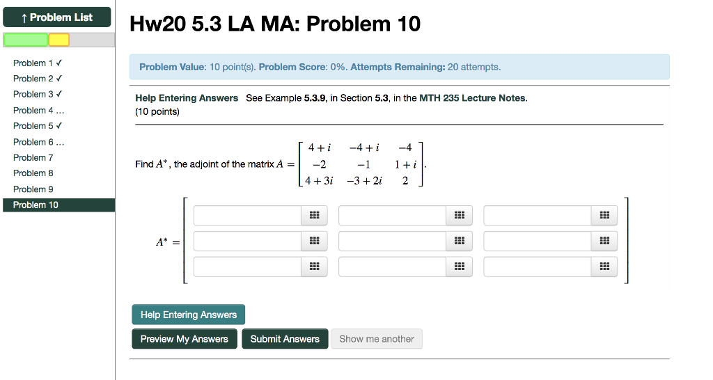 Solved t Problem List Hw20 5.3 LA MA: Problem 10 Problem 1 | Chegg.com