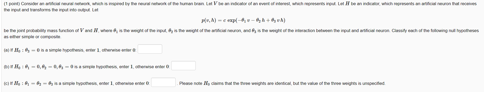 Solved (1 point) Consider an artificial neural network, | Chegg.com