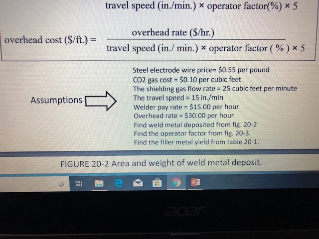 FIGURE 20-2 Area and weight of weld metal deposit. in | Chegg.com