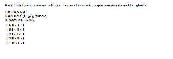 Solved Rank the following aqueous solutions in order of | Chegg.com