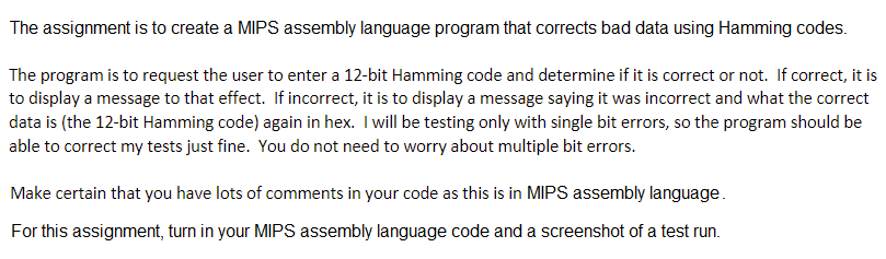 Solved The assignment is to create a MIPS assembly language | Chegg.com