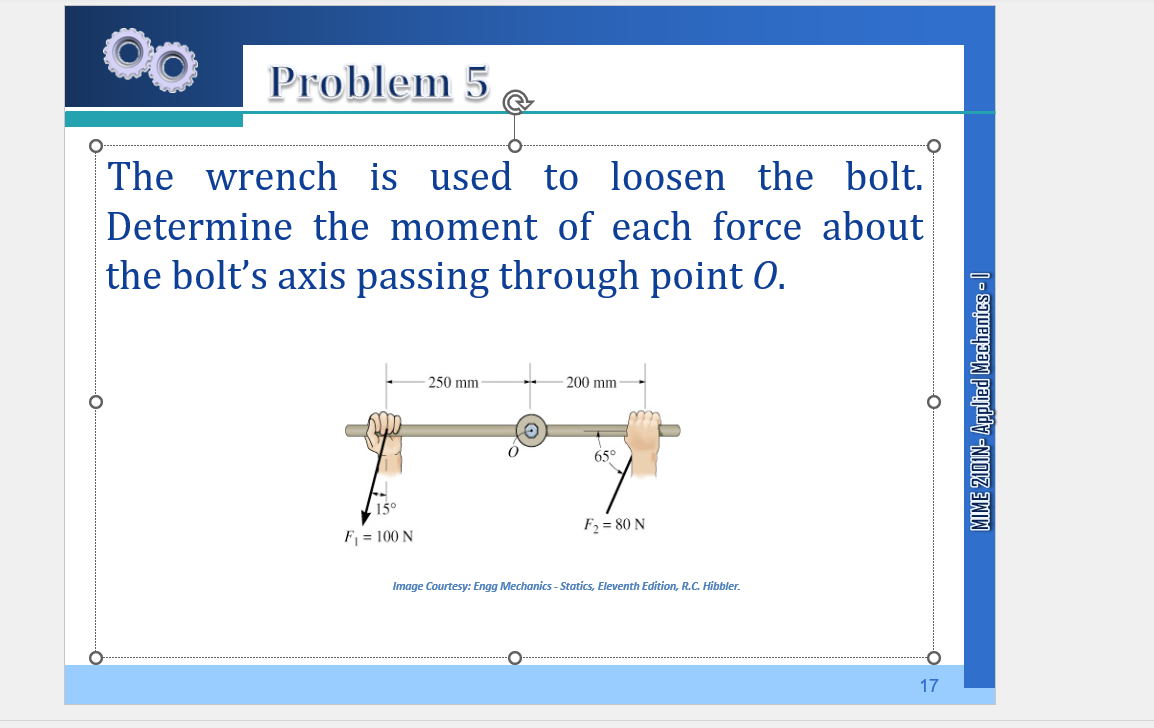 Solved Problem 5 @ The wrench is used to loosen the bolt. | Chegg.com