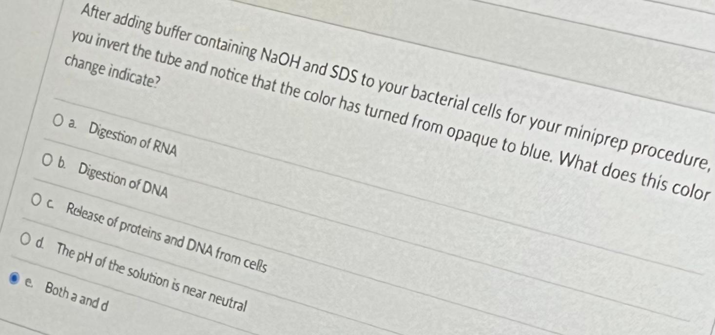 Solved After adding buffer containing NaOH and SDS to your | Chegg.com