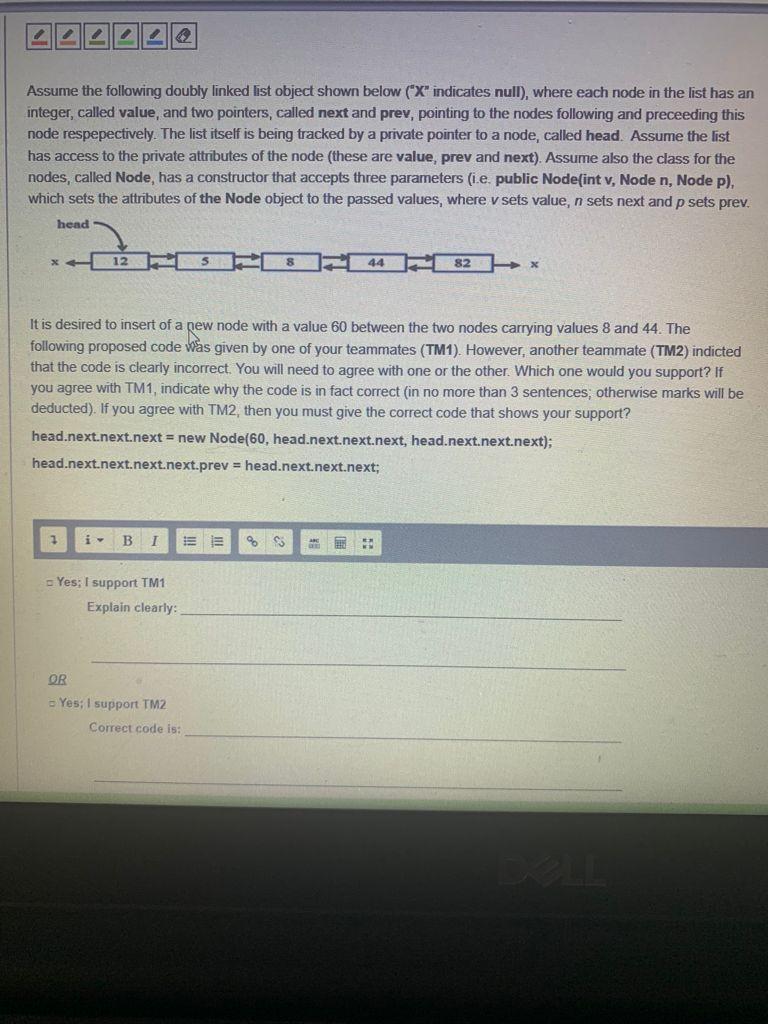 Solved 222 Assume the following doubly linked list object | Chegg.com